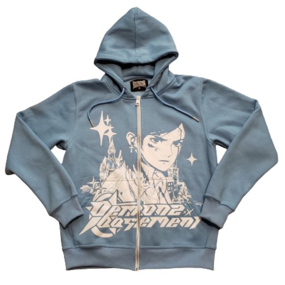 Demon's Basement | Tops | Demons Basement Full Zip Anime Hoodie Blue ...
